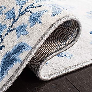 MARTHA STEWART x SAFAVIEH 2' x 4' Cream/Blue MSR2856D Floral Non-Shedding Entryway Living Room Foyer Bedroom Accent Rug (MSR2856D-24)