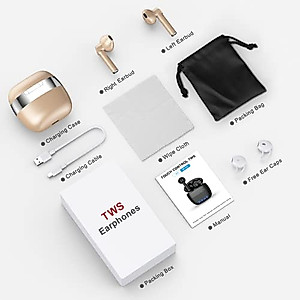 Wireless Earbuds, Bluetooth 5.2 ENC Noise Cancelling Deep Bass in-Ear Stereo Earphones, IPX6 Waterproof Headphones with Mic, USB-C Charging Case, Touch Control Ear Buds Headset for iPhone Android iOS