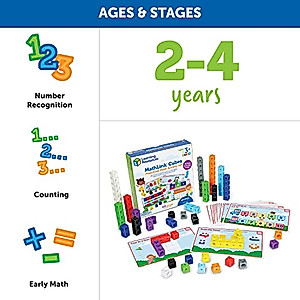Learning Resources MathLink Cubes Preschool Math Activity Set, 115 Pieces, Ages 3+ Preschool STEM Activities, Math Activity Set and Games for Kids