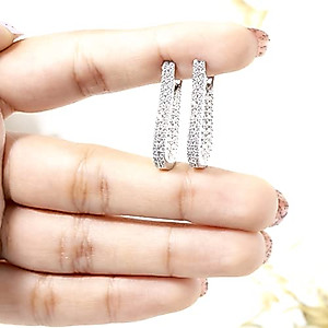 1.30 Carat Cubic Zirconia Inside Out Huggie Hoop Earrings for Women in 925 Sterling Silver (VVS, 1 1/3 CTW) Handmade Mini CZ Huggie Hoops by Octa Pearl