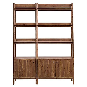 Modway Bookshelf Display Cases in Walnut - Set of 2