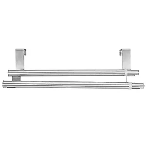 Wosune Metal Towel Bar for Bathrooms, Kitchen Towel Holder Bath Face Cloth Rack Bathroom Towel Rack, Stainless Steel Towel Holder for Balconies Cabinet (40cm Retractable Double Pole)