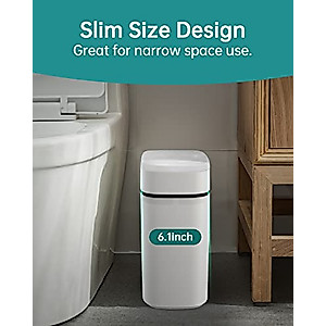 WOA WOA Bathroom Trash Can with lid, 14L Press lid Plastic Wastebasket, 3.7 Gallons Garbage Bin Container for Home, Kitchen, Office, Living Room, Bedroom (White & Press Lid)