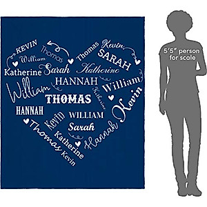 Personalized Name Blankets for Baby, Kids and Adults, Mom, Grandma. Custom Name Blanket from Your Names. Close to Heart Customized Throw. Gift for Mothers Day, Christmas (Navy, Fleece 50" x 60")