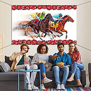 Pudodo Run for The Roses Backdrop Banner Kentucky Derby Horse Racing Themed Party Photography Background Wall Decoration
