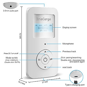 Bluetooth 5.0 Transmitter and Receiver 3 in 1, Dual Pairing Bluetooth Audio Transmitter Receiver Wireless Adapter with LCD Display 3.5mm AUX Stereo Output for TV, PC, Car, Headset, Earbud