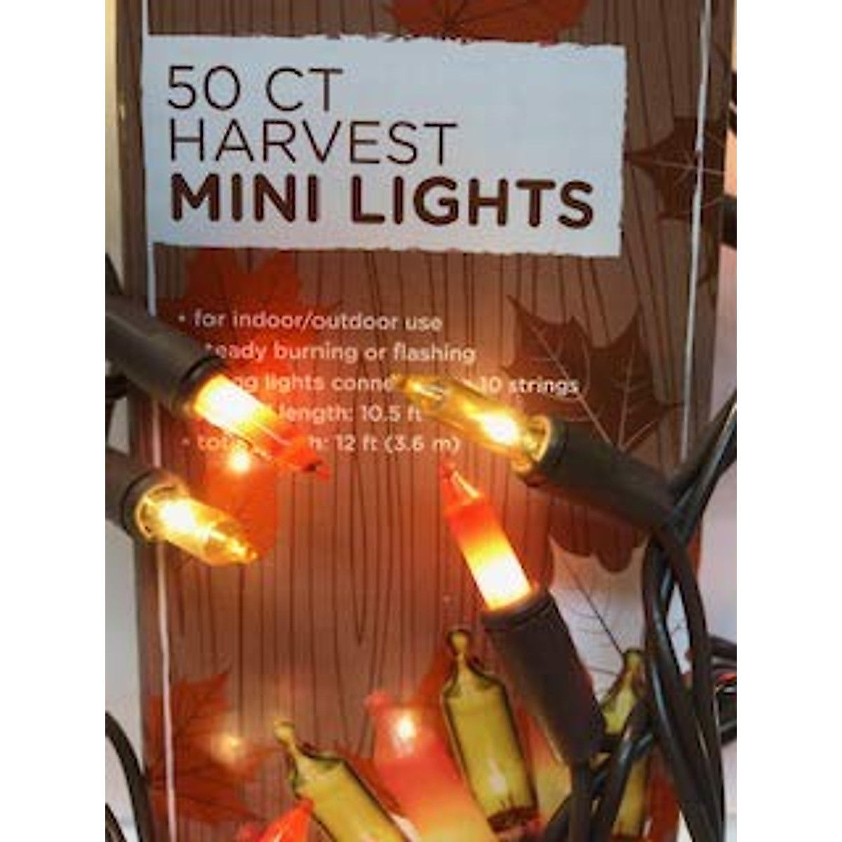 Harvest LED Fairy Lights Fall Mini Lights Amber Orange Golden Yellow Autumn Decor Fairy String Lights Indoor/Outdoor Halloween Parties Garden Patio Thanksgiving Fall Weddings 50 Lights 12 ft (1 Set)