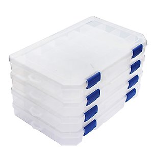 Large Plastic Tackle Box Storage Organizer Box 3700 with adjustable dividers 4 PACK tackle tray