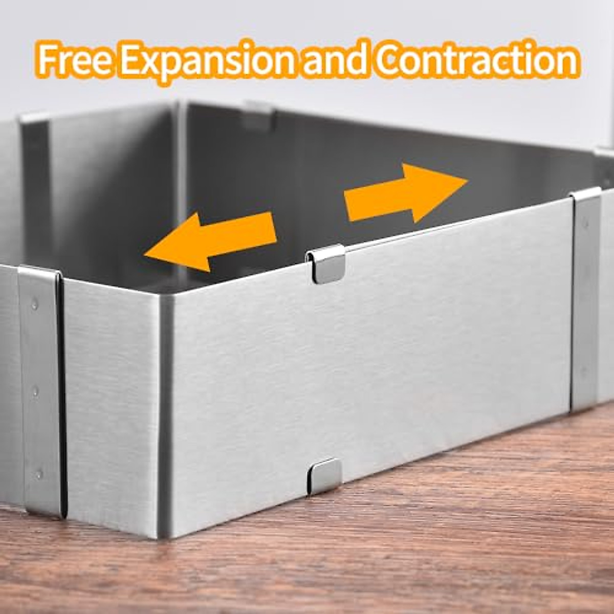 Guowall Stainless Steel Cake Square Mold, Adjustable Mousse Ring Rectangle Shaped Mousse Cake Cutter, Extensible Baking Mold Pastry DIY Baking Tool (10-18cm)