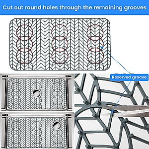 SPOLLSES 28.2"x15" Sink Protectors for Kitchen Sink,Silicone Sink Mat Fit Any Drain Sink Grid Accessory, Kitchen Sink Mats for Bottom of Farmhouse Stainless Steel/Porcelain Sink-With 9 Reserved Holes
