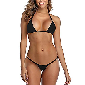 SHERRYLO Micro Bikini Extreme Thong Bottom Women Bathing Suits Beach Swimwear Black