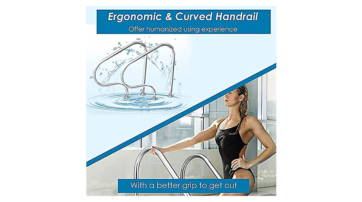 BTZHY Swimming Pool Handrails Easy-to-Install Handrails 304 Stainless ...