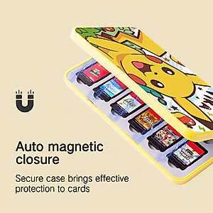 PERFECTSIGHT switch game card witch 12 or 24 or 48 slot holder (Yellow Pika, 24 Slots)