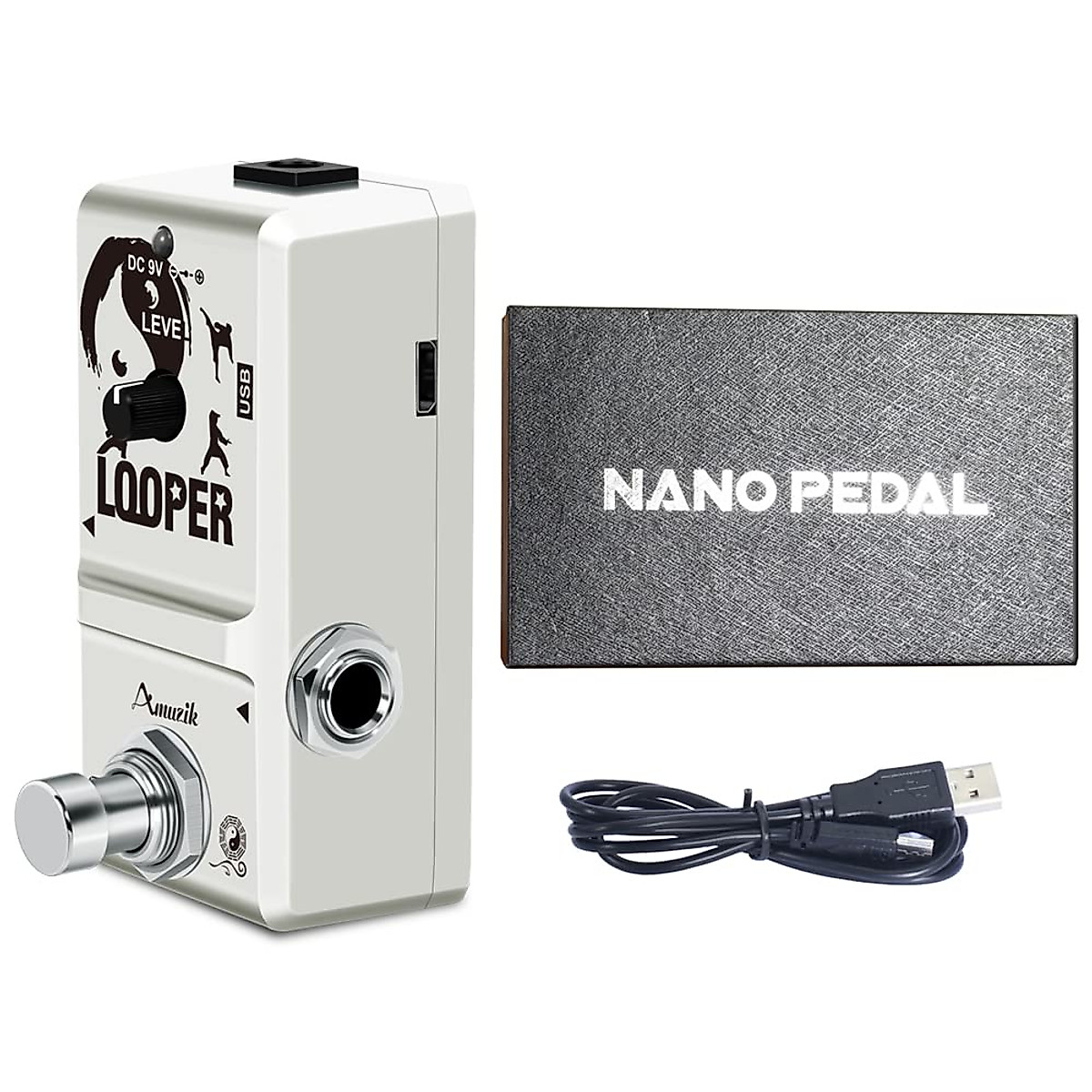 Amuzik Looper Electric Guitar Effect Loop Pedal 10 Minutes of Looping Unlimited Overdubs USB Port True Bypass