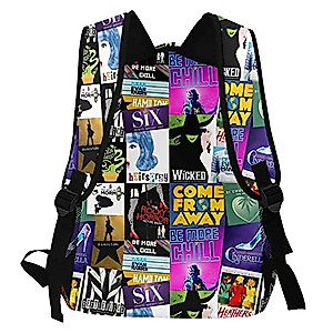 Broadway Musical Collage Backpack Large Capacity School Book Bag Laptop Backpacks Lightweight Travel Bookbag Boys Daypack