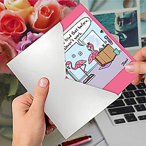 NobleWorks - 1 Funny Women's Birthday Card with Envelope - Cartoon Humor, Stationery Bday Celebration Card for Wife, Women - Flamingo Scale C3370BDG
