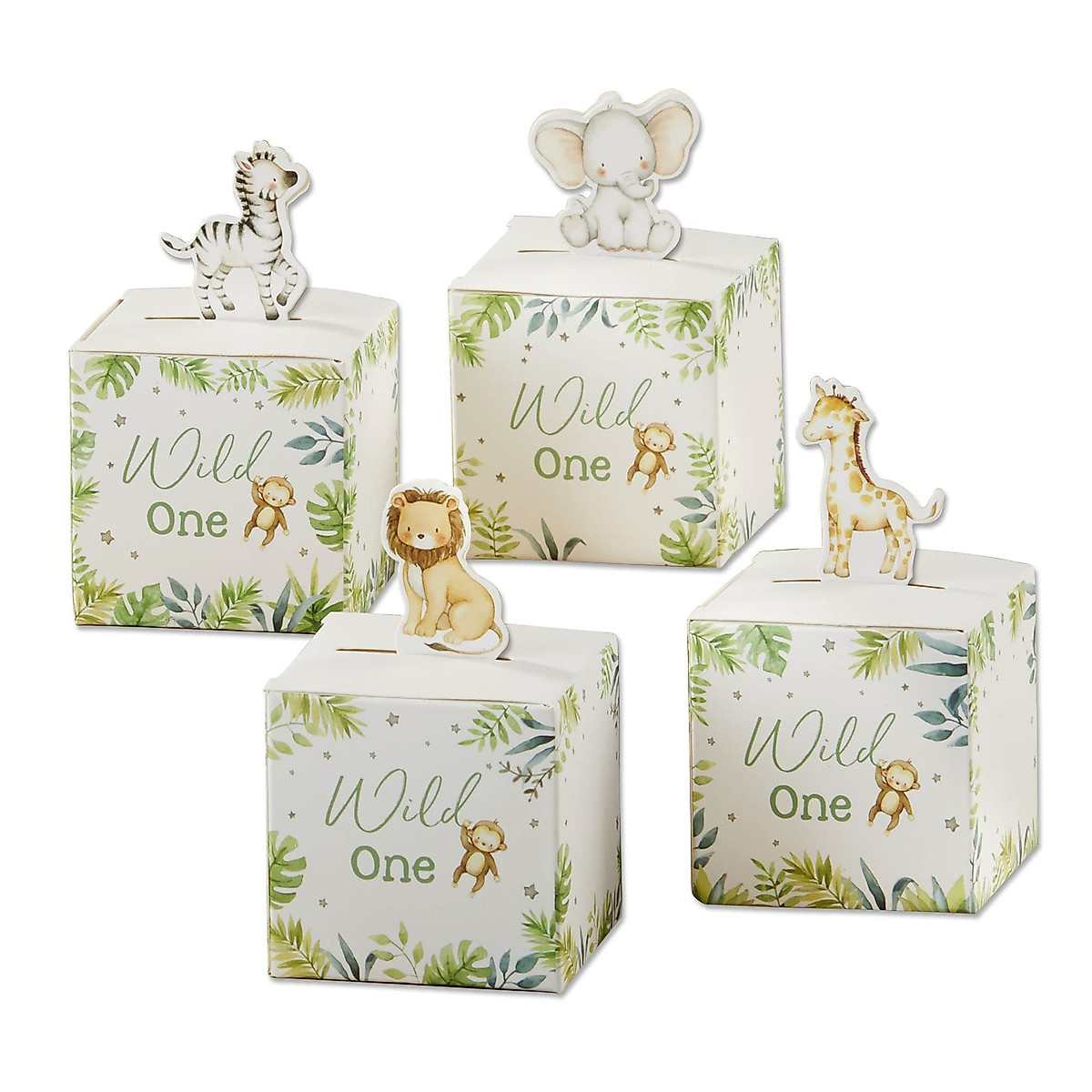Kate Aspen Safari Baby Favor Box/Party Goodie Bag/Take Home Gift (Set of 24) Perfect for Jungle Animal Baby Showers & Birthdays