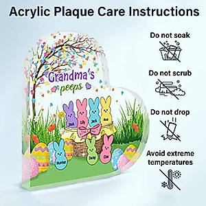 Nazenti Personalized Easter Grandma Peeps Acrylic Plaque, Easter Day Decor, Custom Easter Gifts with Names, Mimi Peeps Bunnies, Nana Peeps, Gigi Peeps, Grandma Mom Gifts, Mothers Day Gift for Women