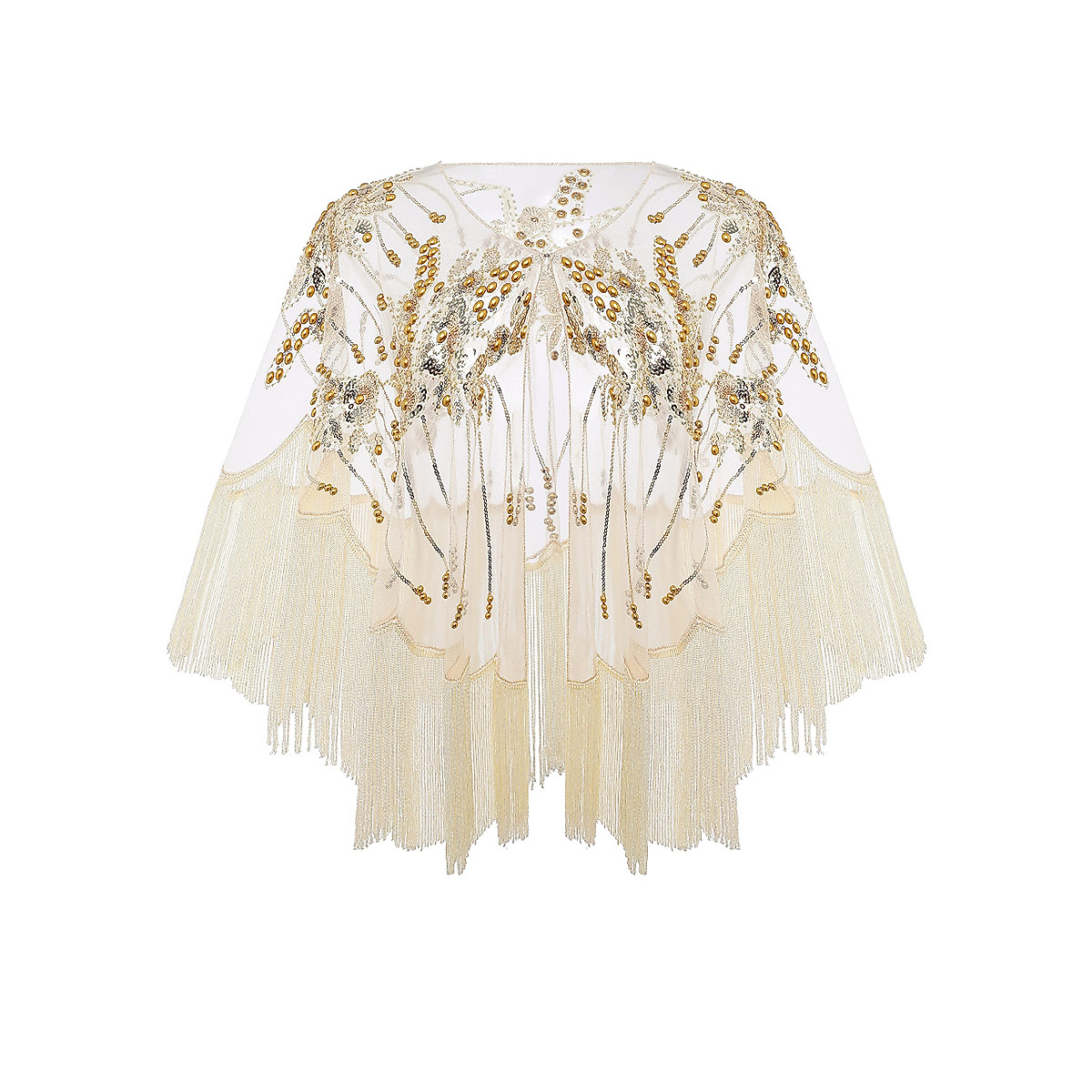 BABEYOND Night Shawl Wrap for Women Evening Cape for Prom Party Sequin Beaded Shawl