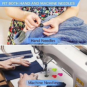 Needle Threaders Tool Set 19 in 1 for Hand Sewing, Sewing Machine, DIY (5 Pcs Gourd Shaped Threaders + 5 Pcs Thumb Shaped Threaders + 2 Pcs Drawstring Threaders + 2 Pcs Seam Rippers + 5Pcs Needles)…