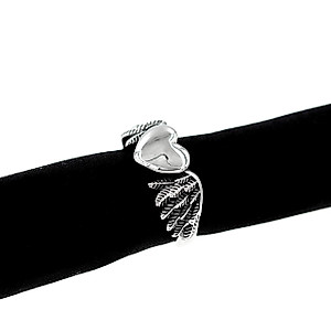 Stainless Steel Angel Heart Wings Ring, Retro Black Wings Of Love Promise Ring for Women Ladies Y678(Size 7)