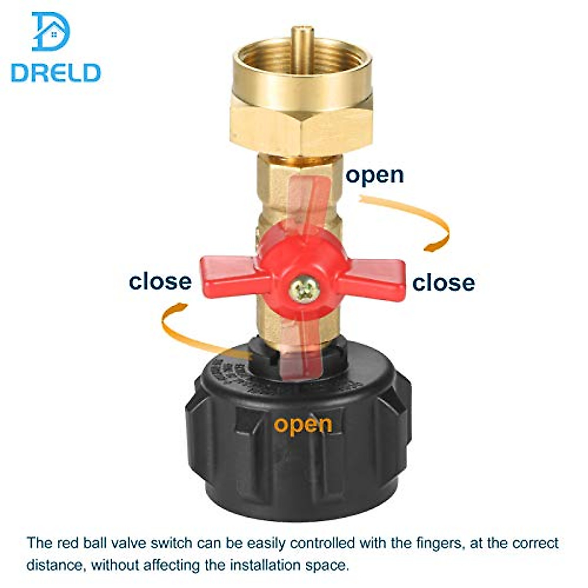 DRELD QCC1 Propane Refill Adapter with ON-Off Control Valve for 1 LB Tanks, Low-Pressure QCC1/Type1 Propane Adapter 1lb to 20lb for Camping Grill Bottle Tank from 20-40LBS Cylinder