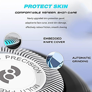 HQ8 Replacement Heads for Philips Norelco Aquatec Shavers, Razor Blades for PT720 AT880 AT810 Heads, HQ8 Blades, 6-pc pack