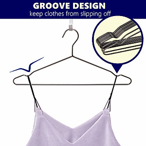 Amber Home 30 Pack 17" Strong Black Metal Wire Clothes Hangers, Heavy Duty Coat Hangers, Standard Suit Hangers for Jacket, Shirt, Dress (Black, 30)