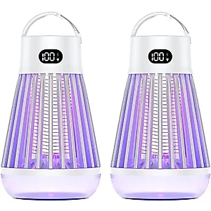 Zapper 2.0 Pro - 2 Pack Portable Bug Zapper, Indoor & Outdoor, Cordless Rechargeable Mosquito Zapper, Hanging Hook, 1500V High Voltage, Trap for Fly, Insect, Mosquito & Bugs