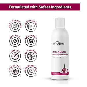 Aspiiro Natural Organic Red Onion Shampoo For Hair Fall Rescue & Hair Growth 6.7 Ounce | SLS & Paraben Free - 6.7 FL Oz / 200ml