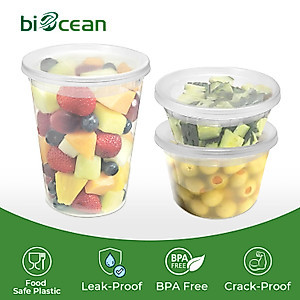 biocean 32 Oz Resuable Deli Containers With Lids Freezer Food Storage Containers Airtight Bulk 24 Set BPA-Free Plastic Soup Container Microwave Leakproof Deli Cups For Meal Prep,Leftover-Home/Takeout