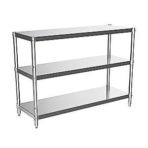 storage rack, 3Tier Shelf Adjustable Stainless Steel Shelves, Sturdy Metal Shelves Heavy Duty Shelving Units and Storage for Kitchen Commercial Office Garage Storage, 47L X 16W X 31.5H 660Lbs Total