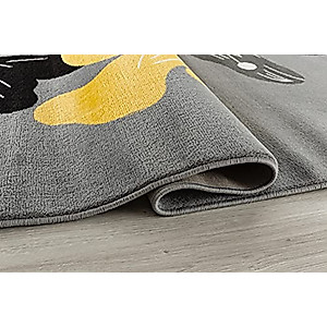 Rug and Decor Contempo 1000 Yellow Grey Black White Floral Bloom Abstract Area Rug Carpet Alfombra for Living Room Bed Room (5' x 7' Area Rug)