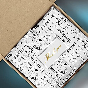 Hi Sasara 30 Sheets 28 x 20 Inch Thank You Tissue Paper Bulk,Thank You Tissue Paper for Small Business,Tissue Paper for Packaging,Gift Bags,Thank You Packaging Tissue Paper (Black)