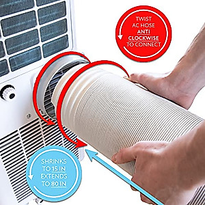 Kraftex Portable Air Conditioner Hose - AC Hose with 5.9" Diameter, Anti-Clockwise Thread, Length up to 80" - Exhaust Hose for Portable AC Vent Compatible with Delonghi & LG Air Conditioner Parts