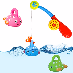 Fajiabao Baby Bath Toys for Kids Ages 1-3 Mold Free Water Toys No Hole Fishing Games Bathtub Toys for Toddler 2-4 Shower Toys Baby Gift for Boys Girls Age 1 2 3 4 5 6(Color Random)