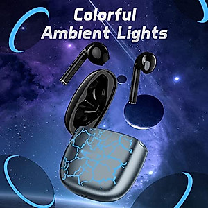 KENKUO Bluetooth Earbuds, 30ms Ultra-Low Latency, Gaming Earbuds with Breathing Light on Charging case, 13mm Driver Surround Stereo, Wireless Earphones with 35Hours Playtime, Black