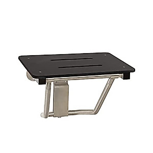 18" x 15" Black Folding Wall Mount Shower Seat Bench, ADA Compliant