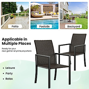 Farini Outdoor Dining Chairs Set of 4,Outdoor Wicker Dining Chairs with Armrests, Steel Frame for Patio, Deck, Garden, Yard