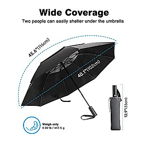 Vuteehy Windproof Umbrella, Travel Umbrella for Rain with 16 Ribs Double Canopy Vented, Waterproof Folding Umbrella with Inverted Design, Auto Open Close - Compact Rain Umbrella for Men and Women