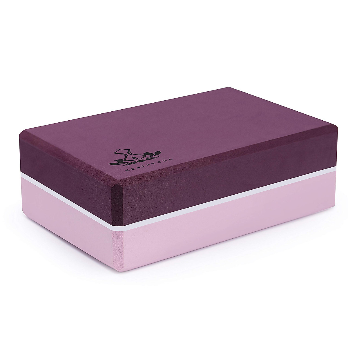 Heathyoga Yoga Blocks 2 Pack with Strap, High Density EVA Foam Yoga Block and Yoga Strap Set to Support and Improve Poses and Flexibility (Purple)
