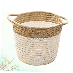 GRIRIW 1pc Khaki Fashion Design Sundries Storage Basket Desktop Cotton Rope Toy Basket