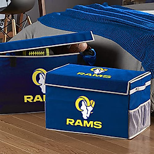 Franklin Sports Los Angeles Rams NFL Storage Footlocker Bin - Small Folding Organizer Container - NFL Office, Bedroom + Living Room Décor - 22" x 14"