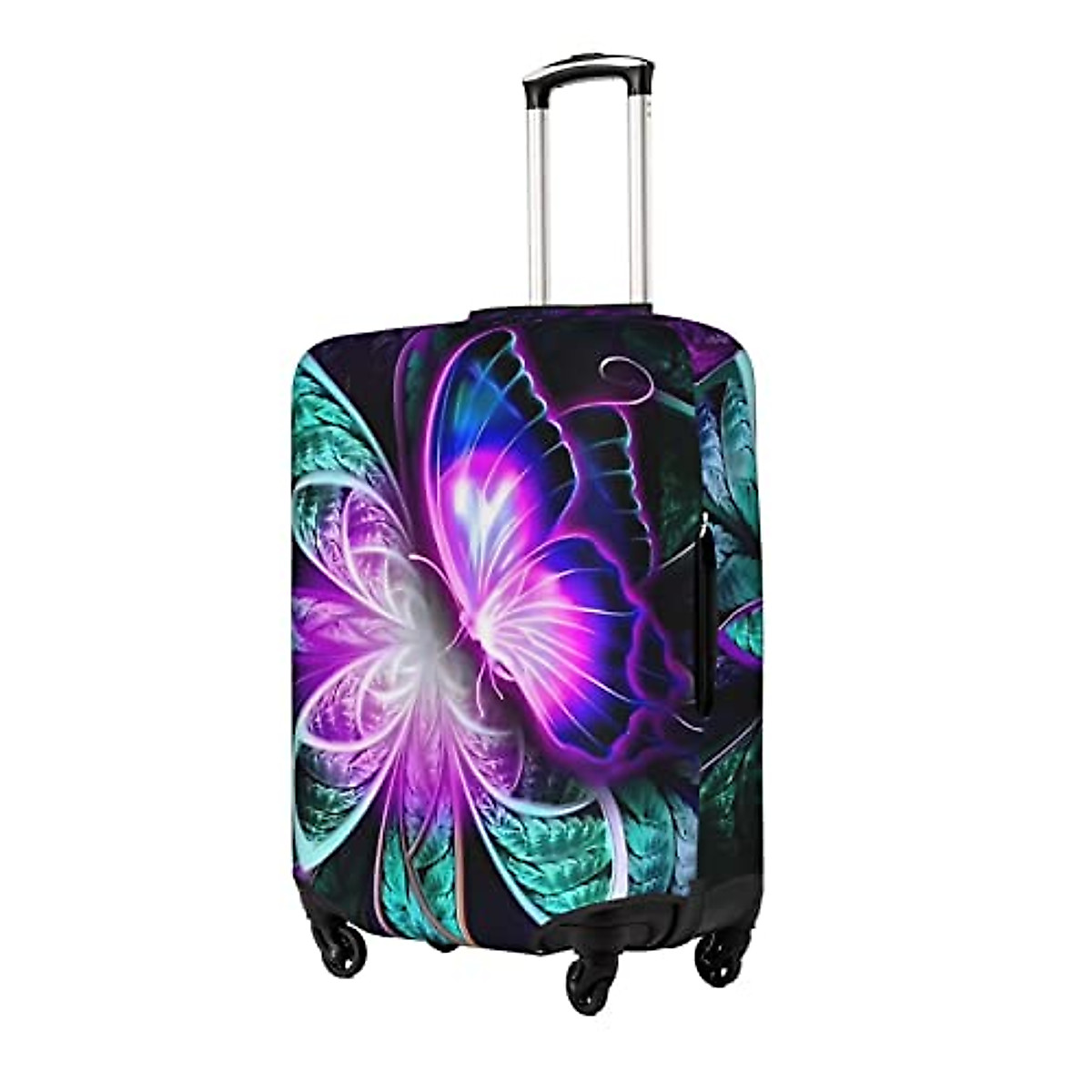 Travel Luggage Cover Suitcase Protector, Fractal Purple Butterfly Leaves Thickened Washable Elastic Anti-scratch Suitcase Sleeve with Concealed Zipper for Wheeled Suitcase Fits 18-21 Inch Luggage