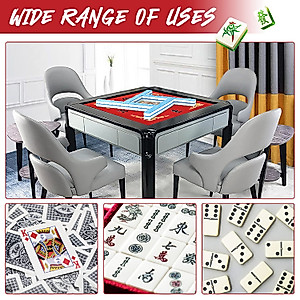 ALANGDUO Mahjong Mat Anti Slip Noise Reduction Table Cover for Mahjong Paigow Poker 31.5 x 31.5 Inches (Red)