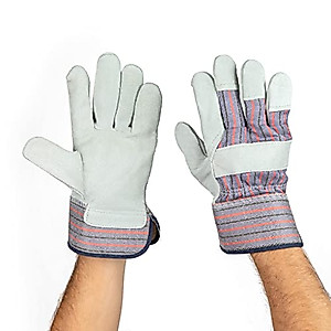 G & F Products unisex adult Safety Cuff Regular Grade work gloves, Grey, Large Pack of 5 US