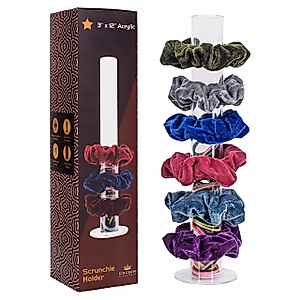 Kingdom Décor Scrunchie Holder Stand, Acrylic Scrunchy Display, 12 Inch Clear Hair Tie Accessories Organizer, Teen Girl Bracelet Organizers, Cute Room Decor for Teen Girls, VSCO Stuff