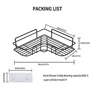 Lgowithyou Corner Shower Caddy Shelf Organizer, No Drilling Rustproof 2 Pack Stainless Steel Shower Basket Shelves Rack with Strong Adhesives for Bathroom Kitchen Dorm Bedroom