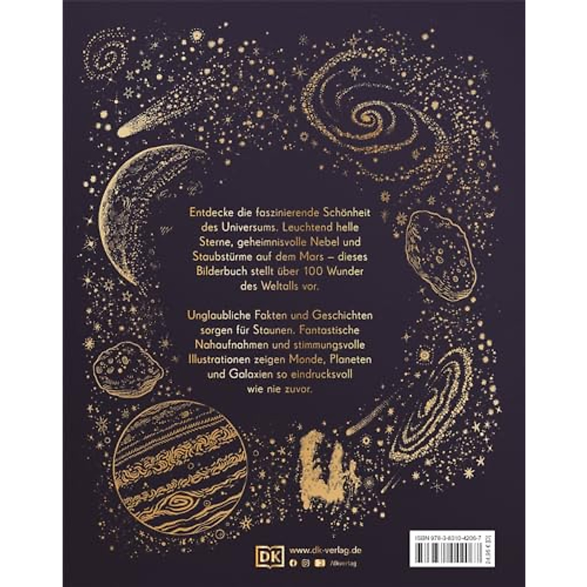 Wundervolle Welt der Sterne: Ein Weltall-Bilderbuch für die ganze Familie. Hochwertig ausgestattet mit Lesebändchen, Goldfolie und Goldschnitt