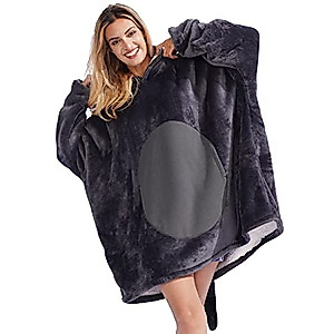 vavalad Wearable Blanket Sweatshirt Sherpa Oversized Hoodie TV-Blanket with Sleeves and Pockets for Adults Men Women Teens One Size Fits All…